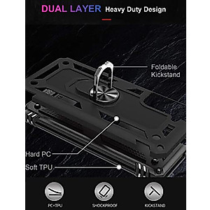 IKAZZ Galaxy S21 Plus Case,Samsung S21 Plus Cover Military Grade Shockproof Heavy Duty Protective Phone Case Pass 16ft Drop Test with Magnetic Kickstand for Samsung Galaxy S21 Plus Black