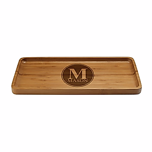 BambooMN Custom Laser Engraved Bamboo Serving Tray - Family Circle Simple Engraving - 11" x 5.5" x 0.6" - Rounded Edges - 1 Piece