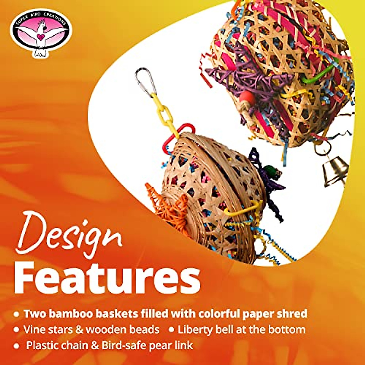 Super Bird Creations SB573 Basket Case Bird Toy, Medium Bird Size, 10" x 4"