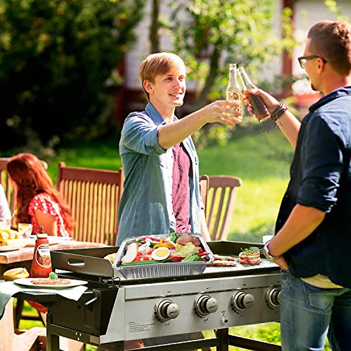 ZUOOBAR BBQ Foil Drip Pans Compatible with Blackstone 28 & 36 & 30 & 22 & 17 Inches Griddle, Heavy-Duty Aluminum BBQ Drip Pan Liners, Grill Grease Cup Liner Tray Blackstone Griddle Accessories