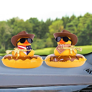 MuMyer Cowboy Duck Car Dashboard Decorations Rubber Duck Car Ornaments with Cool Accessories Mini Swim Ring Sun Hat Sunglasses Scarf or Necklace for Dashboard Decoration