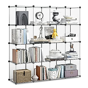 MAGINELS Portable Storage Cubes-14 x14 Cube (16 Cube)-More Stable (add Metal Panel) Cube Shelves, Modular Bookshelf Units，Clothes Storage Shelves，Room Organizer for Cubby Cube