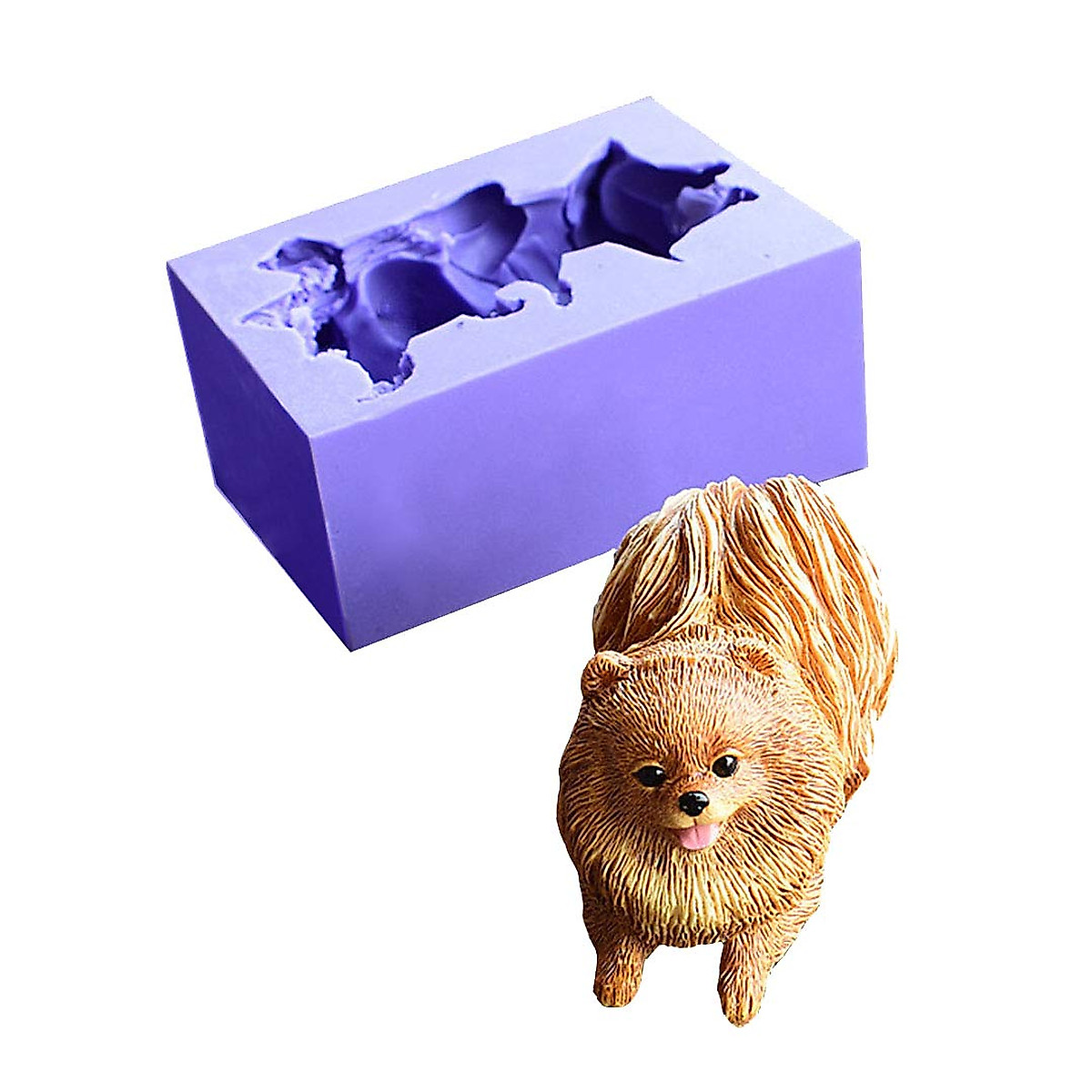 Cute Dog Silicone Molds Chocolate Fondant Molds,Runloo 3D Puppy Dog Soap Molds Pomeranian Candle Moulds