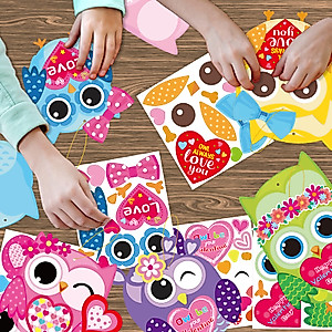 Fancy Land Valentine's Day Craft for Kids Kits Owl Craft Kit for Classroom Home Fun Activities 30 Pack