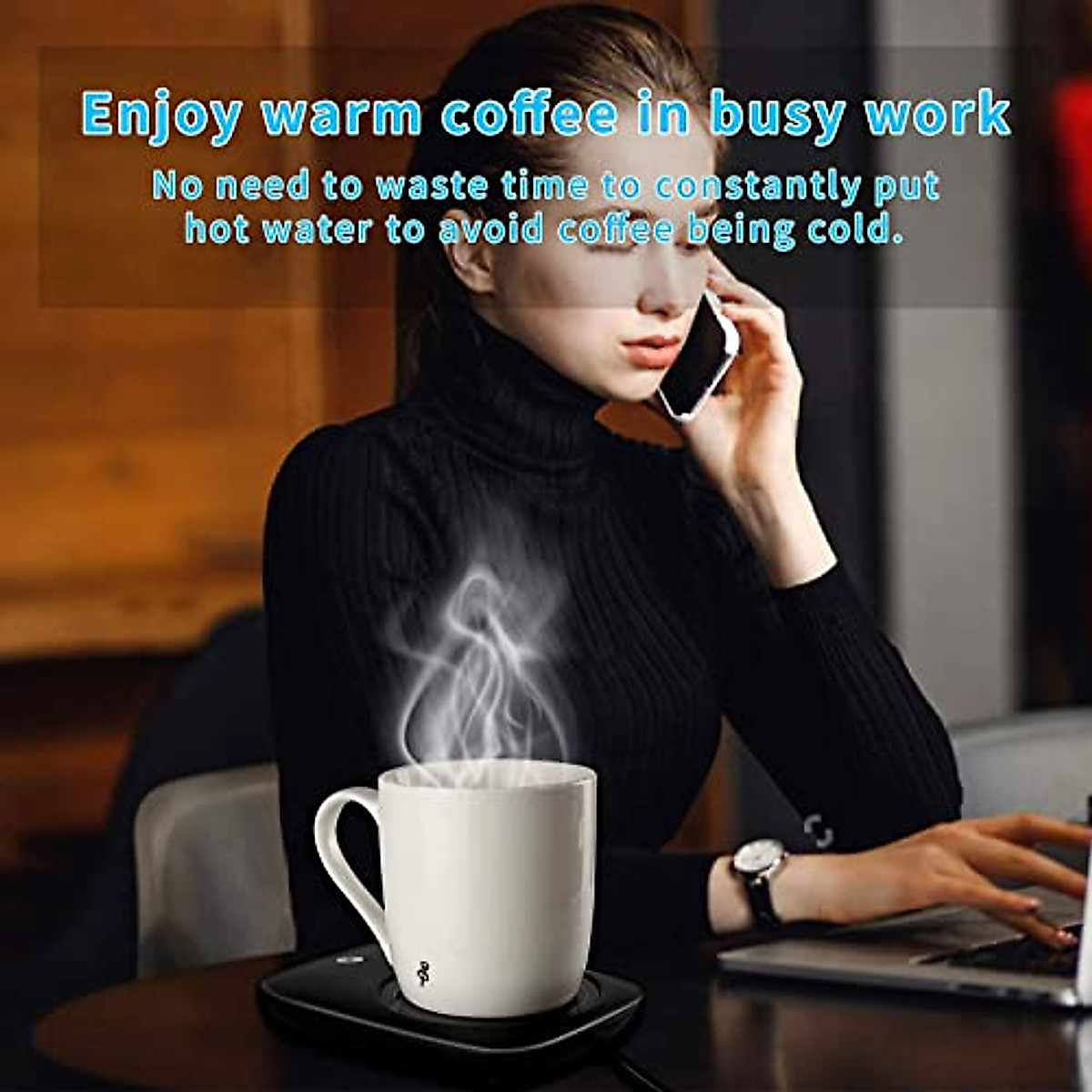 Cup Warmer with 3 Settings,Coffee Mug Warmer for Desk Auto Shut Off Cup Warmer Water Tea Milk Desktop Heating Plate Electric Beverage Warmer Plate