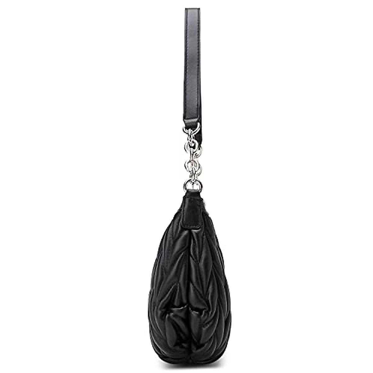 DAVIDJONES Women's Chevron Quilted Shoulder Bag,Faux Leather Small Crossbody Satchel Bags for Women with Chain Purse Strap