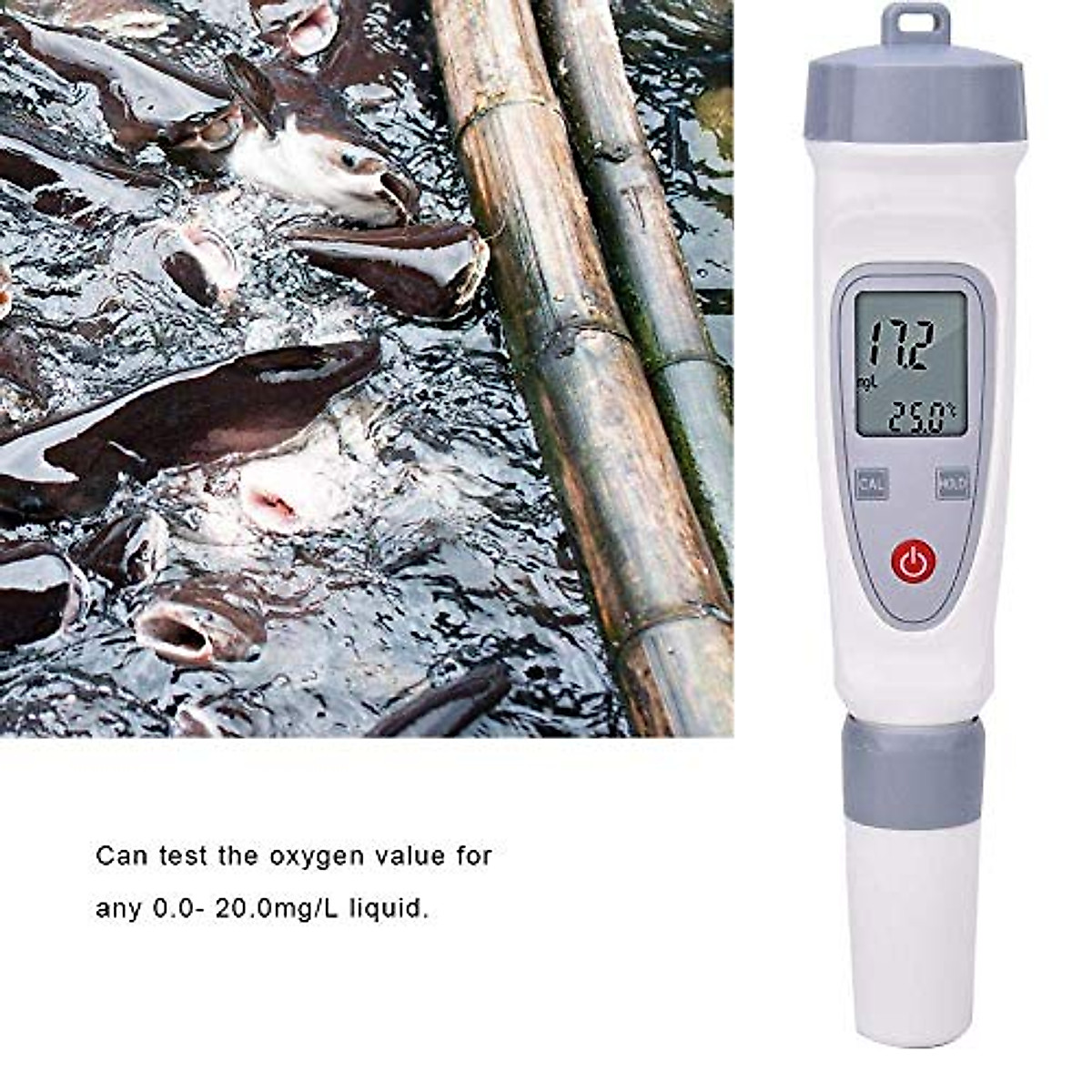 Digital Dissolved Meter JPB-70A Portable Pen Water Quality Monitor Dissolved Oxygen Meter with Backlight 0.0-20.0mg/L ±0.3mg/L for Freshwater Culture/Mariculture/Swimming Pool