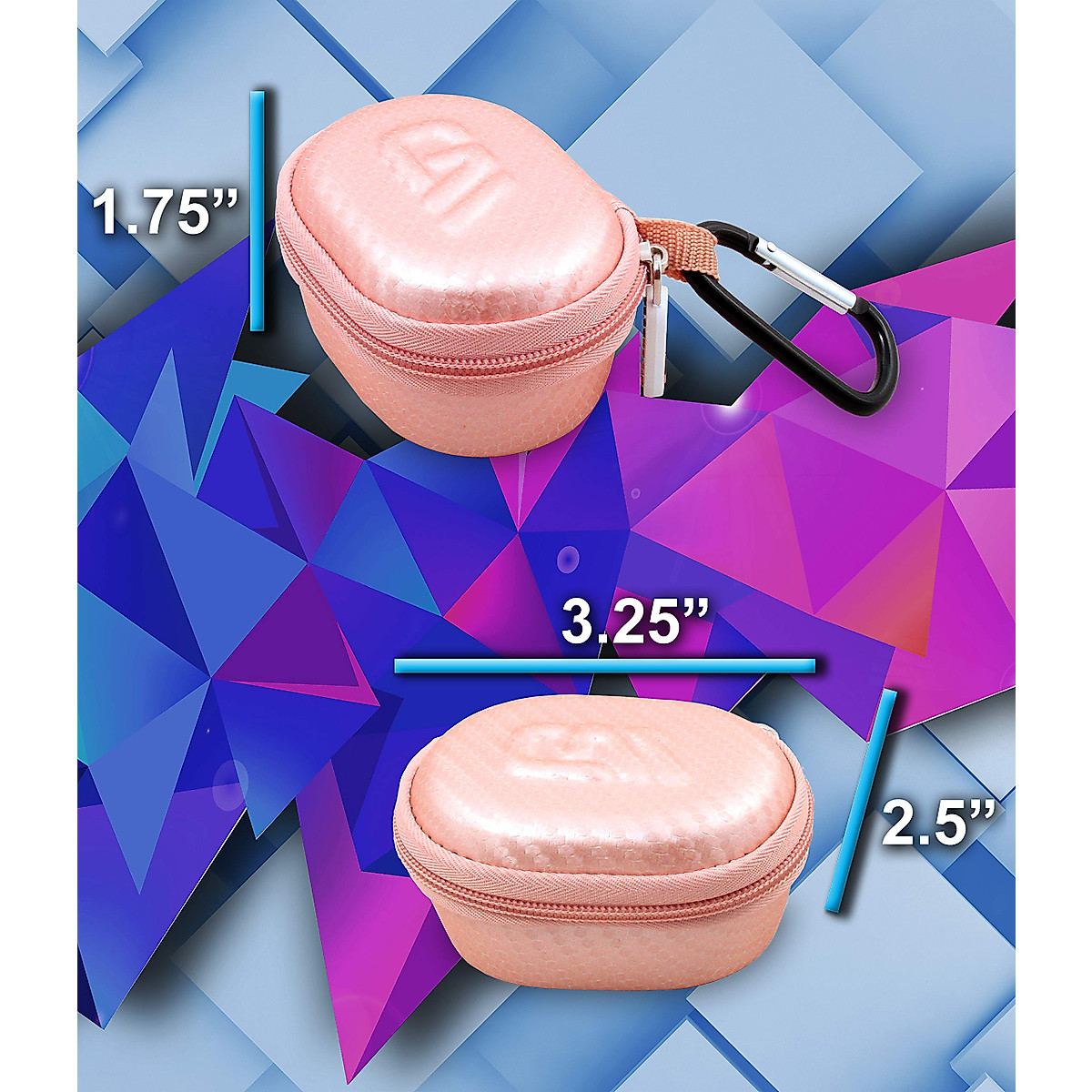 Casematix Rose Gold Earbud Case Compatible with Samsung Galaxy Buds Live or Buds+ True Wireless Earbuds Bluetooth, Clip On Carabiner Impact Protection