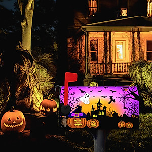 Dacawin Halloween Mailbox Covers Magnetic 21" X 18" Bats Ghost Pumpkin Spider Mailbox Cover Standard Size Mailbox Wraps Post Letter Box Covers Garden Decorations Outdoor