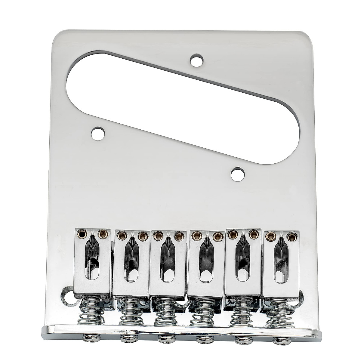 Musiclily Modern Guitar Telecaster Bridge Assembly with 6 Saddles for Fender Tele Style Electric Guitar Replacement, Chrome