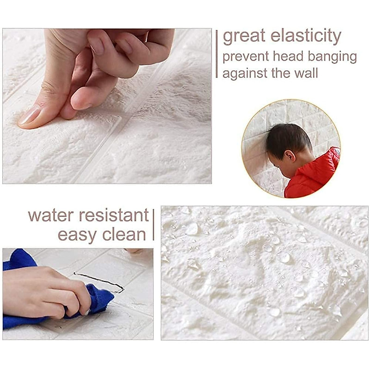 3D Wall Panels Peel and Stick - PE Foam DIY Self Adhesive, Waterproof, Perfect for Interior Wall Decor in Bedroom & Living Room (White, 20pcs 13×15’’)