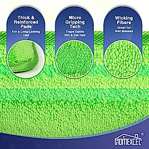 HOMEXCEL Microfiber Mop Pads 4 Pack,Reusable Washable Cloth Mop Head Replacements Thick Spray Wet Dust Dry Flat Cleaning Refill for Bona,Libman,Bruce,Rubbermaid,Turbo,Norwex 18-inch Mop