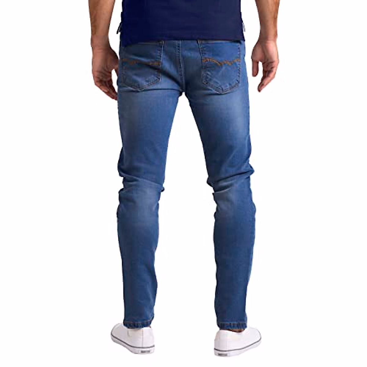 westAce Mens Flex Denim Jeans Slim Fit Stretch Casual Flat Front Classic 5-Pockets Straight Leg Essential Denim Jeans Pants 28W-40W (Dark Blue, 34 Waist x 34 Length) 34W x 34L