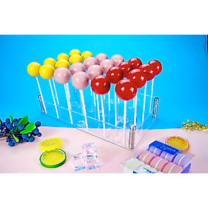 Ackers BORO3.3 Cake Pop Display Stand, 24 Hole Clear Acrylic Lollipop Holder Weddings Baby Showers Birthday Parties Anniversaries Halloween Candy Decorative (24 Hole)