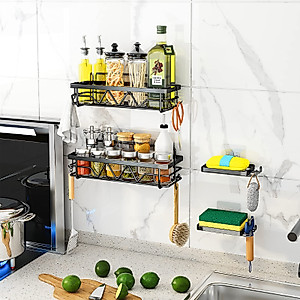 LEGUANG Shower Caddy, Adhesive Shower Organizer No Drilling, 4-Pack Shower Shelves, Rustproof Bathroom Shower Organizer for Inside Shower, Black