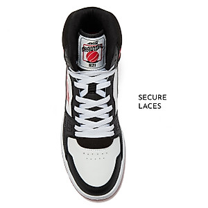 Avia 821 High Top Sneakers for Men, Indoor or Outdoor Mens Basketball Shoes - Black/Red/White Trim, 12 Medium