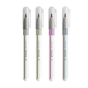 Sun-Star Stationery Two Color Line Pen'' twiink'' Different 4 Colors Pattern Set (Pink x Ligh Blue, Violet x Pink, Light Blue x Orange, Pink x Green)