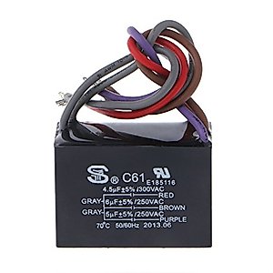 ANG-puneng CBB61 Ceiling Fan Capacitor Electrical Power Relay Connecting Capacitor 4.5uf+6uf+5uf 5 Wire 250V