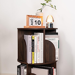 Rotating Bookshelf, Small Corner Bookshelf for Small Space, 360 Display Floor Standing Bookcase Storage Rack, Wood Narrow Book Shelf Organizer for Bedroom, Living Room (15.74"D x 15.74"W x 25.19"H)
