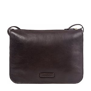 Hidesign Vegetable Tanned Leather Carmel Medium Crossbody Bag I Shoulder Sling Bag for Women - Size (L x W x H - 14 x 2.8 x 12), Black