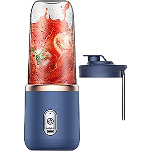 Portable Blender,Personal Blender with USB Rechargeable Mini Fruit Juice Mixer,Personal Size Blender for Smoothies and Shakes Mini Juicer Cup Travel 14oz,Fruit Juice,Milk (Blue)