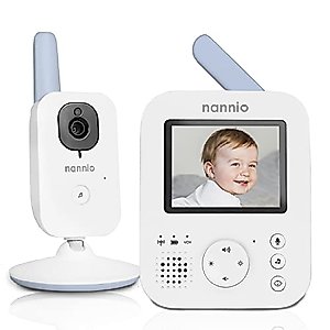 nannio Baby Monitor Hero2 Video Baby Monitors with Camera and Audio, Two-Way Talk, Auto Night Vision, Voice Activation, 5 Lullabies, 985ft Range, Long Battery Life, Baby Gifts, 2 Years Warranty