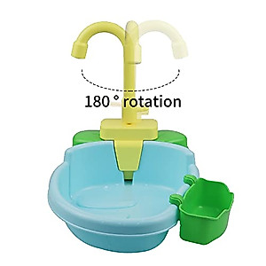 Toysructin Bird Parrot Bathtub, Automatic Bird Bathtub with Faucet Bird Bathroom Cage Accessories Toys Set, Bird Parrot Shower Box for Parrots Parakeet Canaries