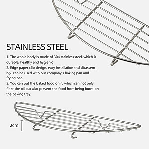 Stainless Steel Barbecue Wire Mesh, Small Half Round Cooling Rack with 2 Raised feet, Food Strainers, Anti-Scorching Grill Racks