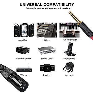 (2PACK/11.8inch) XLR to 1/4 TRS Stereo Adapter,XLR Male to 1/4 Inch (6.35mm) Stereo Balanced Microphone Stereo Audio Converter AdapterCable