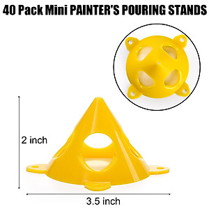 Bekith 60 Pack Cone Canvas and Cabinet Door Risers, Cone Painting Stands, Paint Pyramid Stands, Canvas Stands for Paint Pouring, 3.5"x2", Yellow, Red, Orange