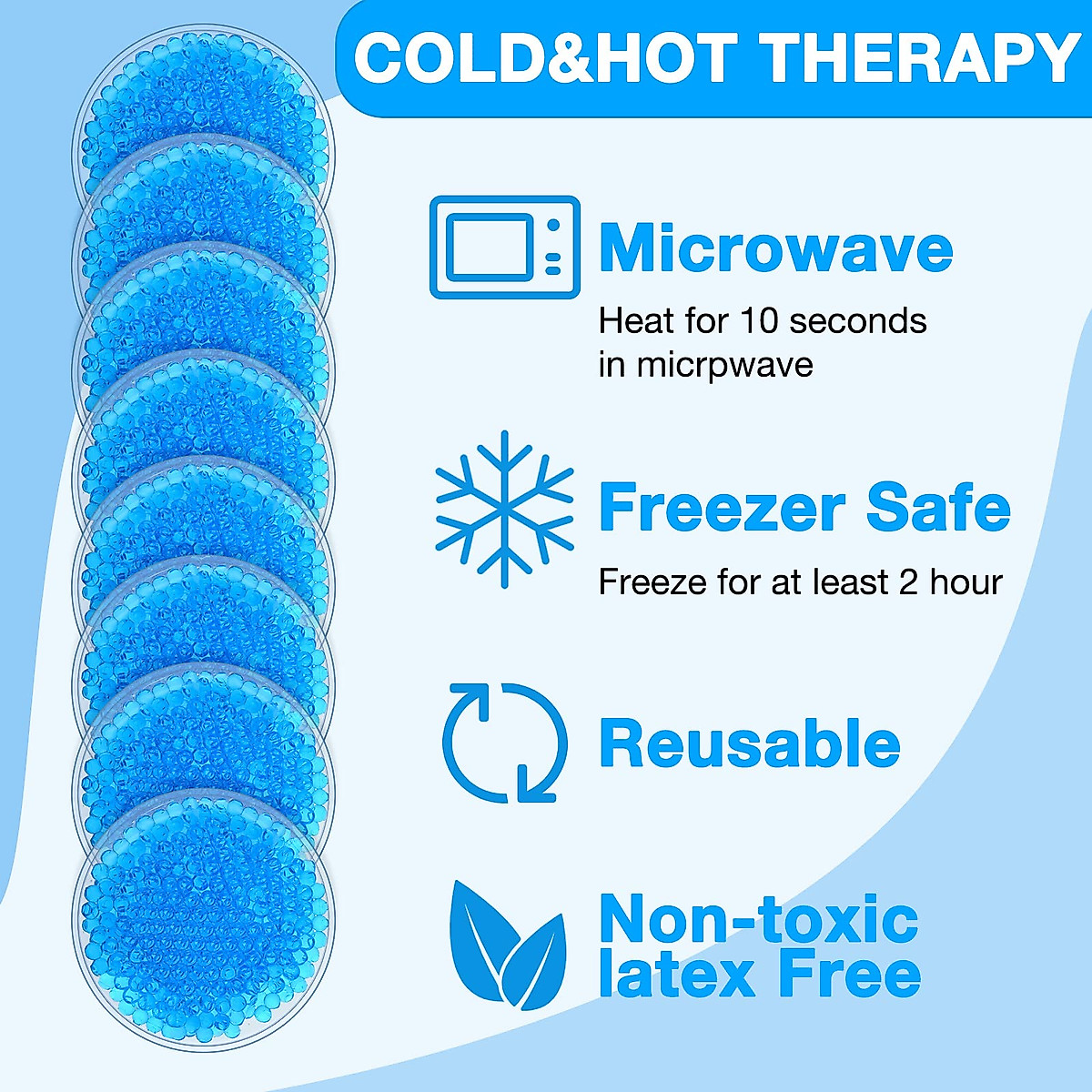 Woanger 30 Pieces Boo Boo Ice Pack Reusable Cold Packs Round Small Ice Packs for Bump Wisdom Teeth Breastfeeding Tired Eyes Dark Circles Face Pain Relief(Blue)