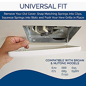 Broan-NuTone FGR101S Replacement Square Bathroom Ventilation Exhaust Fan Grille Cover, White