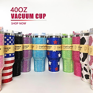 Cupcupmore 40oz Print Bling Rhinestone Stainless Steel Sippy Tumbler Glitter Vacuum Insulated Water Bottle with Straw & Lid &Handle,Thermos for Hot & Cold Drinks,Car Cup Holder (Bride White, 40 oz)