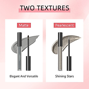 MAEPEOR Liquid Glitter Eyeshadow Set 9 Colors Black Grey Silver Smokey Eyeshadow Longlasting Waterproof Smooth Creamy Eyeshadow Set (9 Colors Set 1)