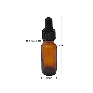 Dropper Stop® 1/2 oz Amber Glass Dropper Bottles (15mL) with Tapered Glass Droppers - Pack of 100