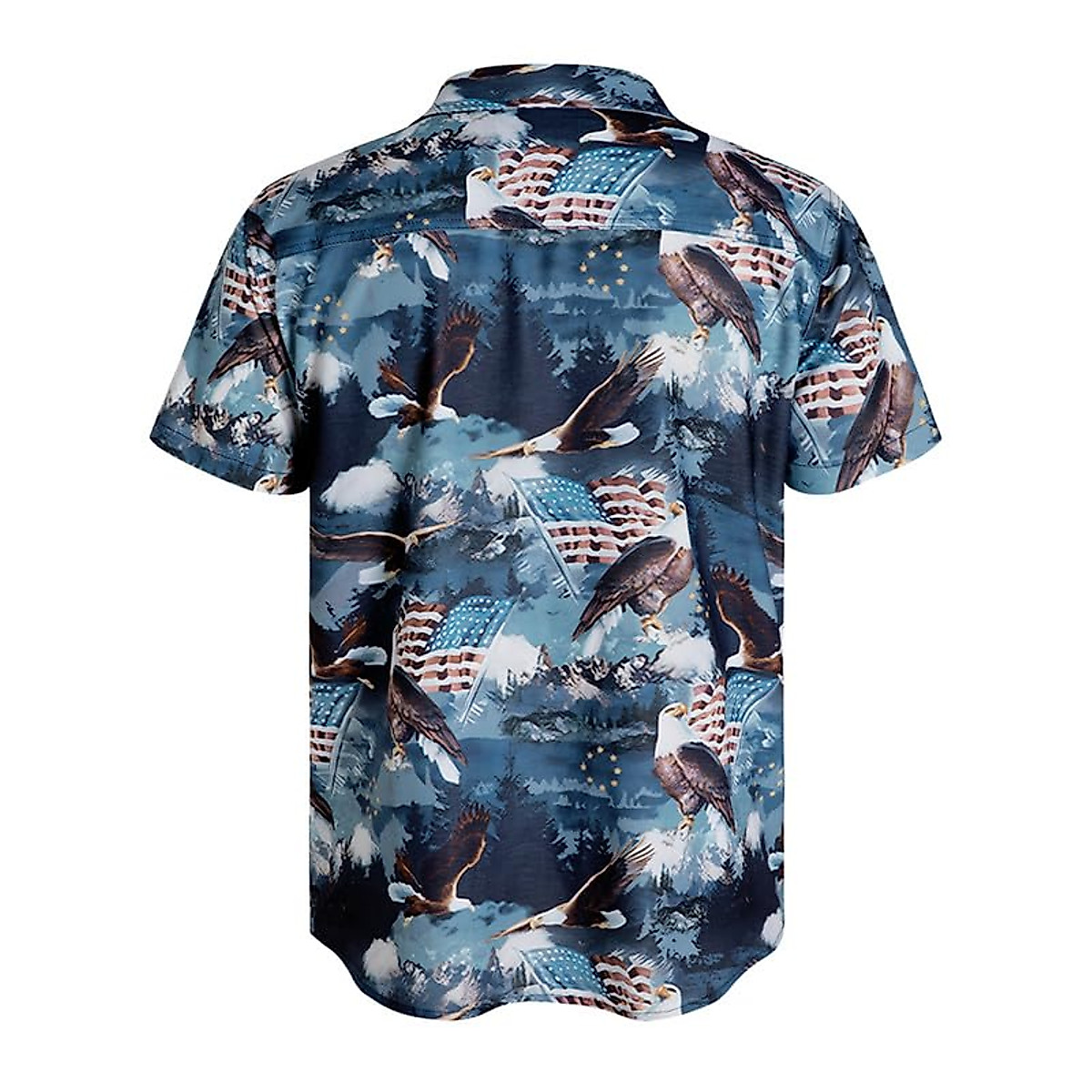 Arvilhill Men's Fashion Star and Flag Button Shirt American Flag Traveling Button Shirt US Flag Short Sleeve Button Shirt L