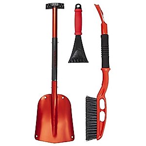 3pc Snow Survival Kit: Aluminum Shovel, Snow Brush with Window Ice Scraper and Mini Snow Scraper