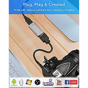 YCBUENO Video Capture Card, 4K HDMI/Male to USB3.0/Female Full HD 1080P/60fps, HDMI Capture Card for Live Broadcast, DSLR, Video Capture Device for High Definition Acquisition, Gaming, Live Stream