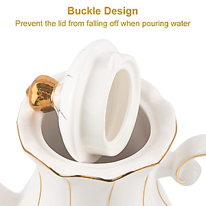 HSYTEK 22 Pcs Tea Sets for Women Tea Party, Luxury British Tea Cups & Saucers Set of 6, Porcelain Tea Sets Gift for Adults with Golden Trim, Tea Party & Coffee, (Including a Stand)-White