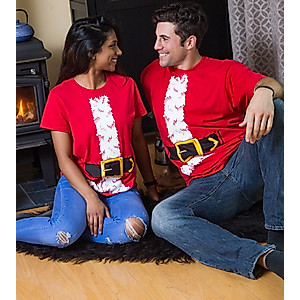 Santa Claus Costume | Jumbo Print Novelty Christmas Holiday Humor Unisex T-Shirt-Adult,XL Red