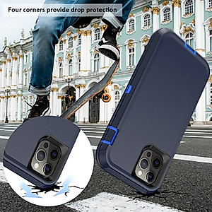 Compatible with iPhone 13 Pro Max 6.7 inch Case,with Screen Protectors,Heavy Duty Rugged Shockproof Full Body Protection Kickstand Case with Belt Clip Holster for iPhone 13 Pro Max (Blue)