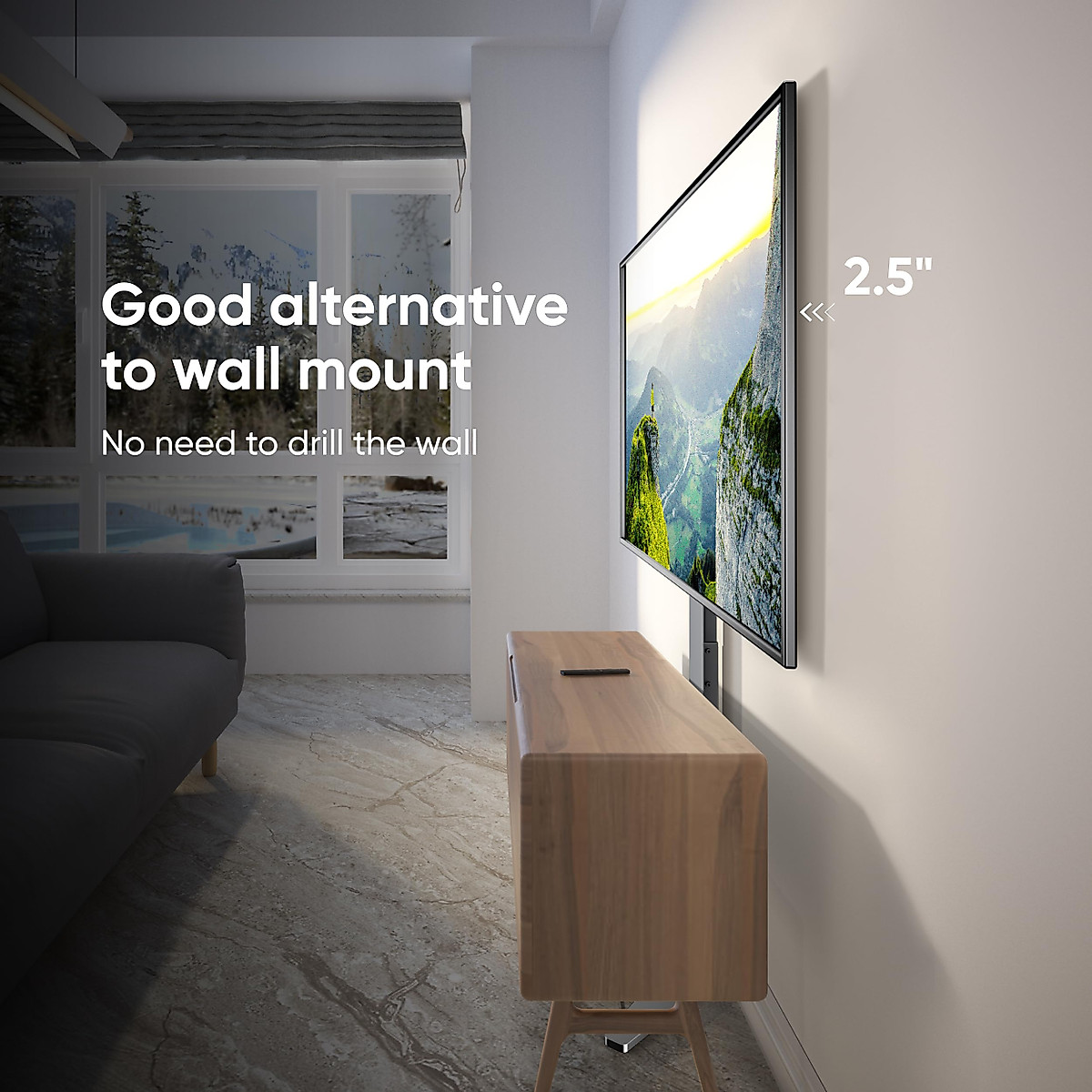 ONKRON Swivel Floor TV Stand Tempered Glass for 30" - 60" TV & Screen, Minimalist TV Stand Floor Standing up to 90 lbs, Bedroom TV Stand Adjustable Height Max VESA 400x400/TV Stand (26-65" / 77 lbs)