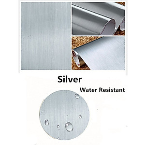 Teemall Self Adhesive Metal Look Film Vinyl Waterproof Anti Greasy Counter Top Peel Stick Metallic Gloss Shelf Liner for Kitchen Cabinet 15.6inch by 79inch