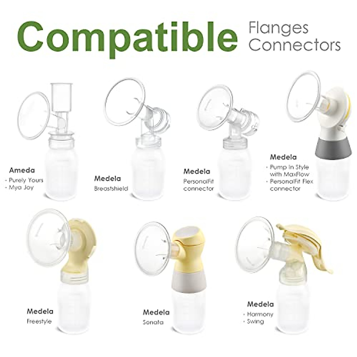 Maymom Breast Pump Bottle Compatible with Medela Pump in Style MaxFlow, Freestyle, Swing Maxi Pump, Maymom Breastshields; Compatible with Ameda MYA Joy, Finesse and Purely Yours Pumps; 8pc/pk