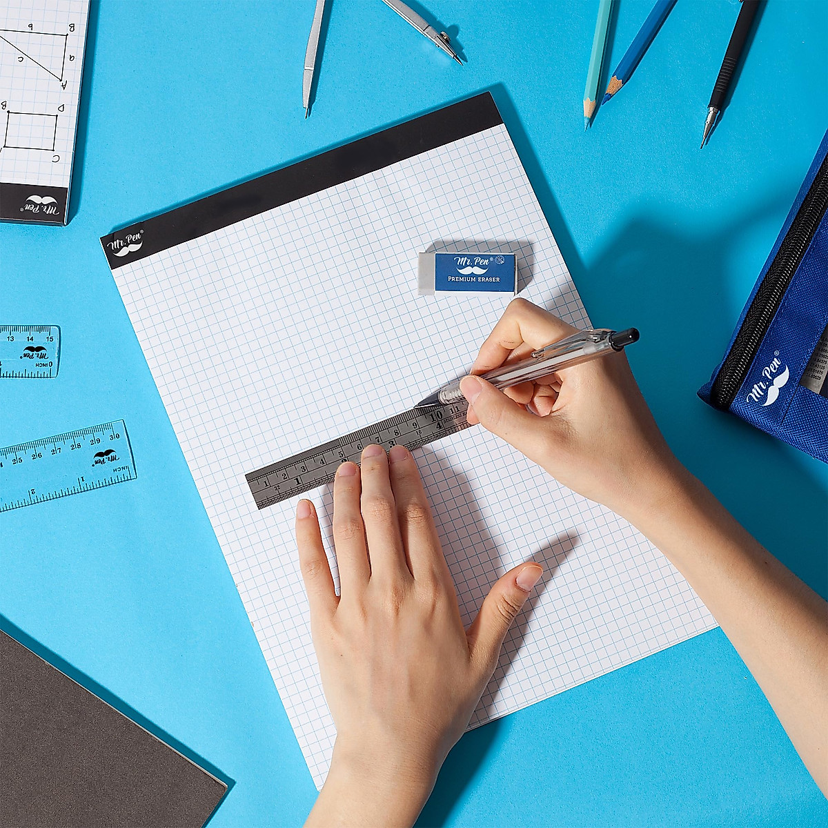 Mr. Pen Graph Paper, Grid Paper, 4x4 (4 Squares per inch), 11"x8.5", 55 Sheet