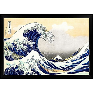 CANVAS ON DEMAND Under The Wave Off Kanagawa, from The Black Framed Art Print, Artwork