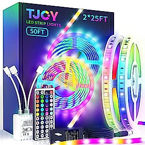 LED Strip Lights with 44 Key Remote 50 ft, Multi-Color RGB SMD5050 LED Lights,12 Volt Color Changing LED Light Strip for Bedroom,Room, TV,DIY Decor(44 Key Remote Control +25ft x2+Indoor only)