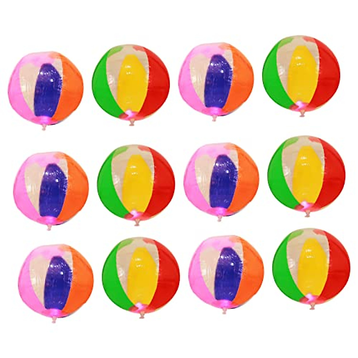 Alasum Glow Beach Balls 12 Pcs Glowing Beach Ball Toys in Bulk Beach Balls for Kids Toddler Bath Toys Water Beach Inflatable Pool Balls Beach Ball with Light Lighted Water Toy LED Child