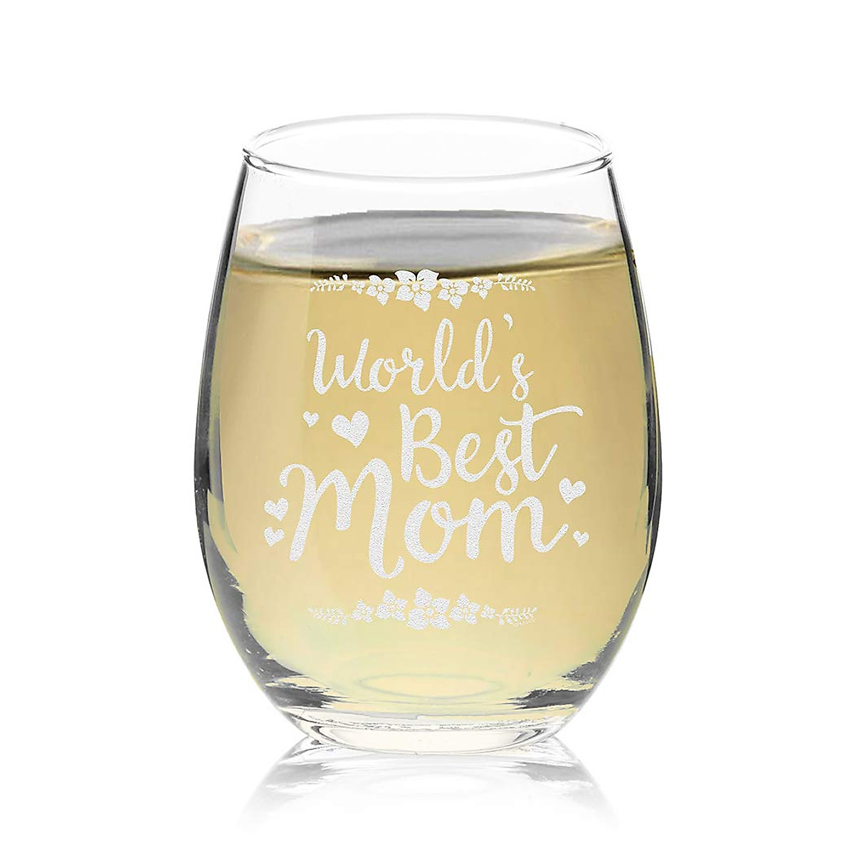 Veracco World's Best Mom Funny Birthday Gifts For Her Grandma Stepmom From Daughter Son Wine Lover Party Favor Laser Engraved Stemless Glass (Clear, Glass)