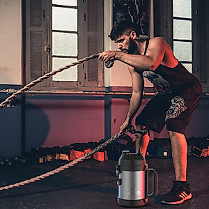 Arslo Sports Water Jug - Gallon Water Bottle - Large Insulated Stainless Steel Bottle for Gym, Workouts, Basketball, Football, Soccer - Keep Water Cold for Up To 24 Hours - 108Oz (Black)